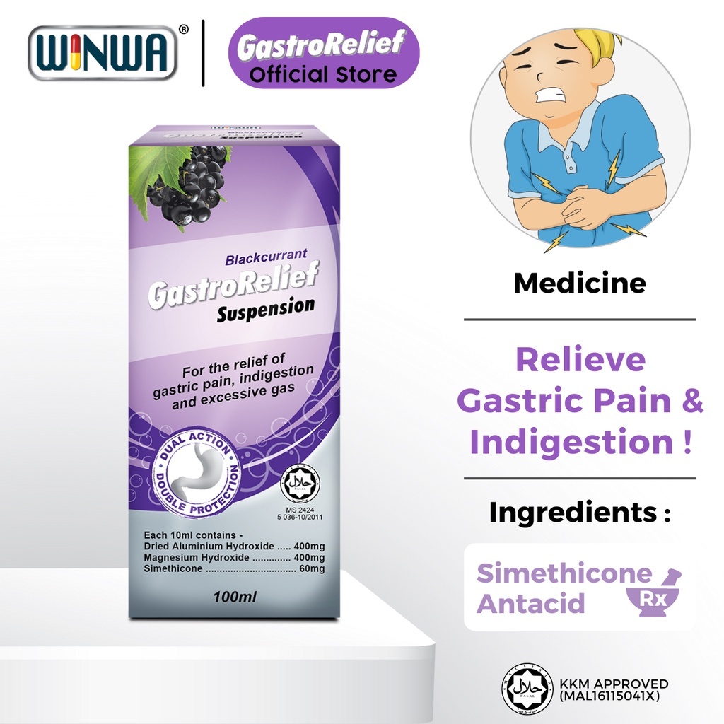GastroRelief Antacid Suspension (Blackcurrant) - For Indigestion ...