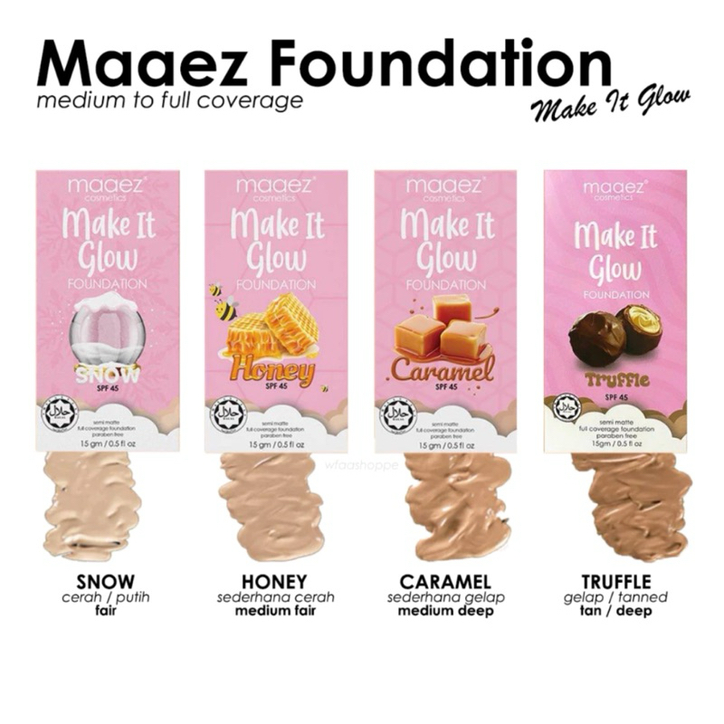 MAAEZ MAKE IT GLOW FOUNDATION 15GM｜HONEY｜TRUFFLE｜CARAMEL｜ SNOW｜ READY ...