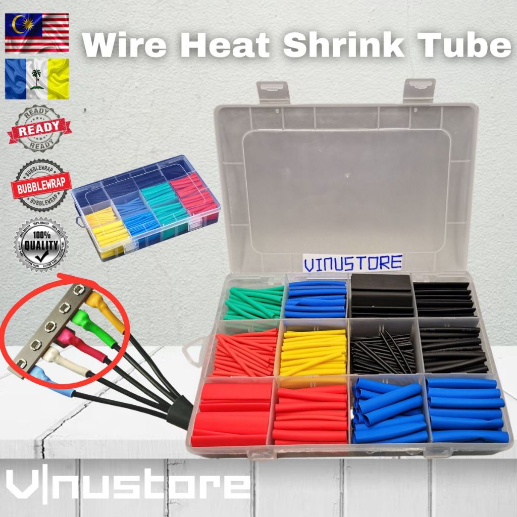 Heat Shrink Tube Wrap Wire Cable Insulated Sleeving Tubing Set 2:1 ...