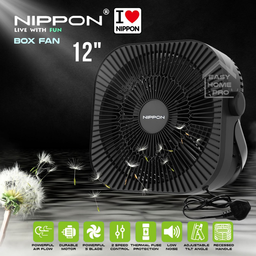 NIPPON NBF-122 12" BOX FAN 12 INCH BOX FAN | Shopee Malaysia