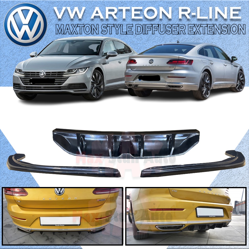 VOLKSWAGEN ARTEON RLINE 2018 MAXTON STYLE REAR DIFFUSER REAR BUMPER LIP ...
