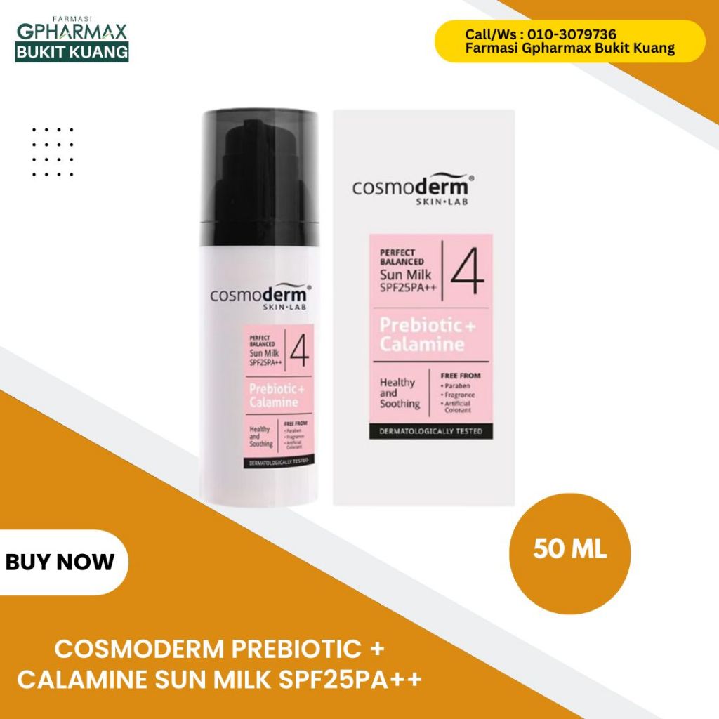 COSMODERM PERFECT BALANCED SUN MILK SPF25PA++ PREBIOTIC+CALAMINE ...