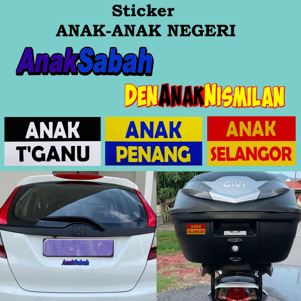 Sticker Potong Sticker Anak-Anak Negeri Sabah Nismilan T'ganu Penang ...