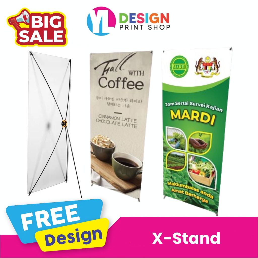 X Stand Adjustable for Banner / Bunting X Stand with Printing (FREE ...