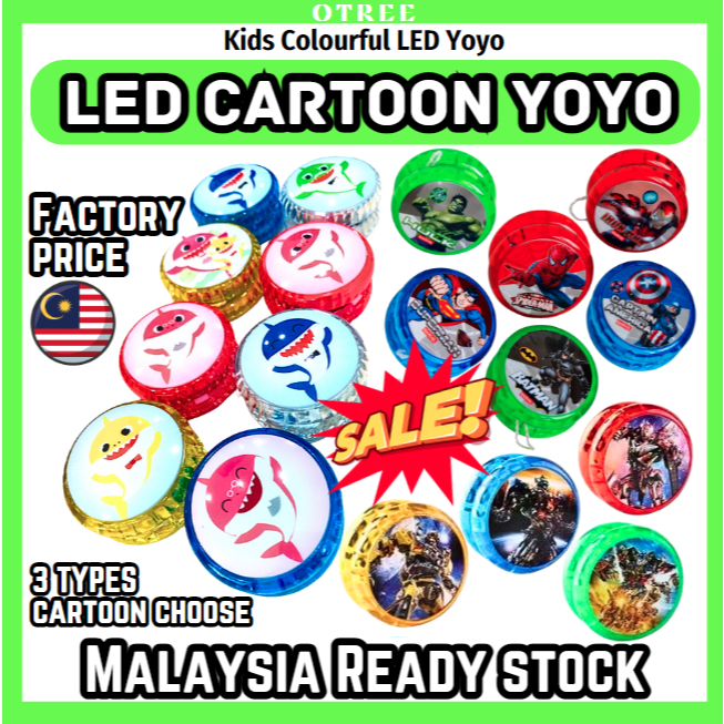🌈BIG SALES🌈LED Light YOYO Colourful Cartoon/ Baby Shark/ SuperHero ...