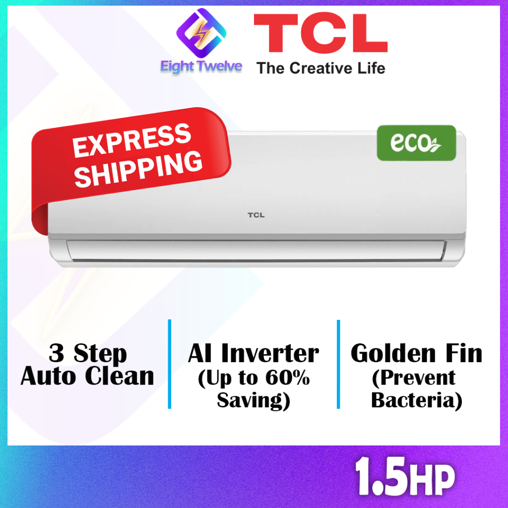 [FREE DELIVERY] 1HP - 2HP TCL New Elite Series Aircond with AI Inverter / Non Inverter | Golden ...