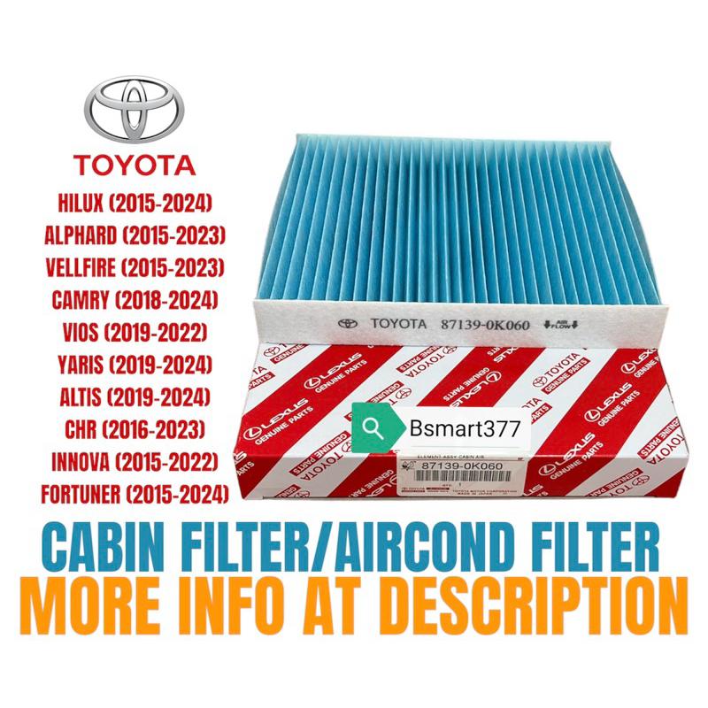 Toyota air-cond filter cabin filter hilux revo/alphard vellfire 2.5 ...