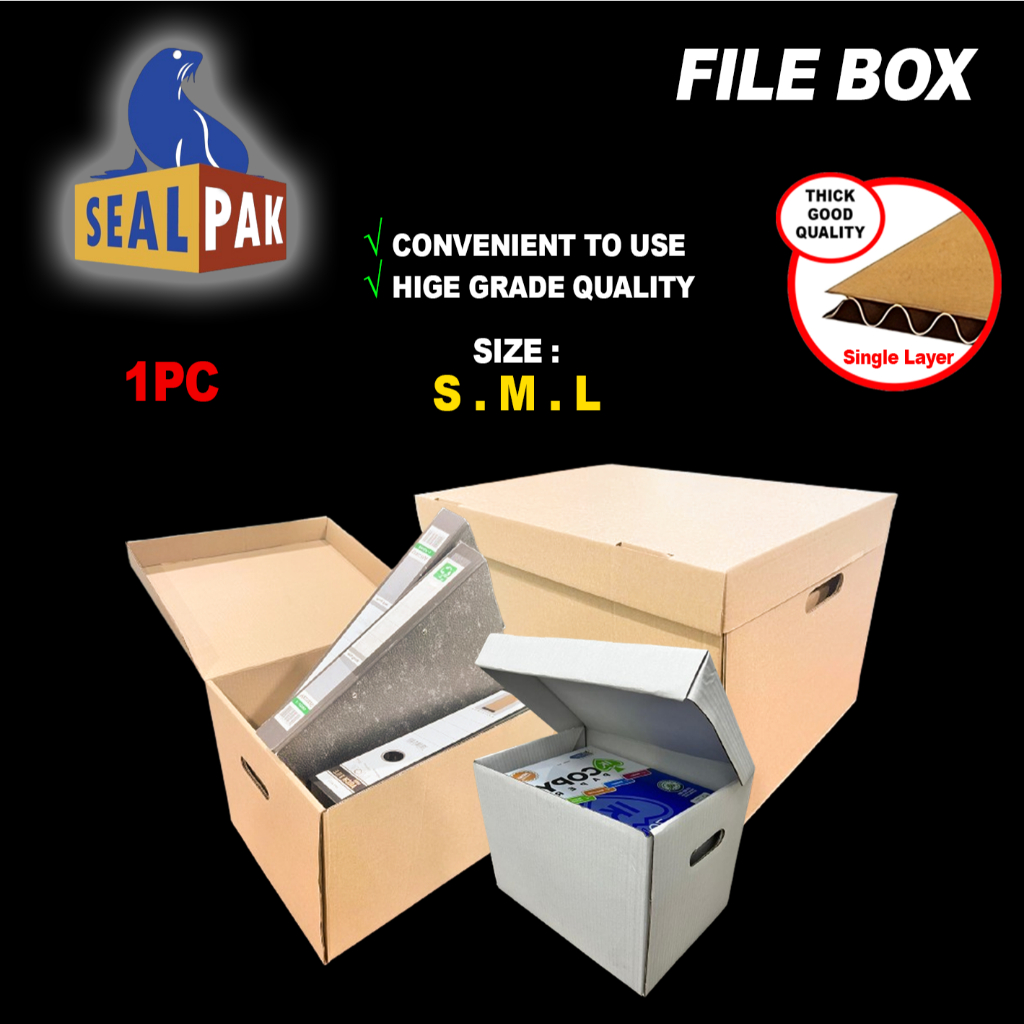 File Storage Box with Lid & Handle / A4 Archfile Carton Office Paper ...
