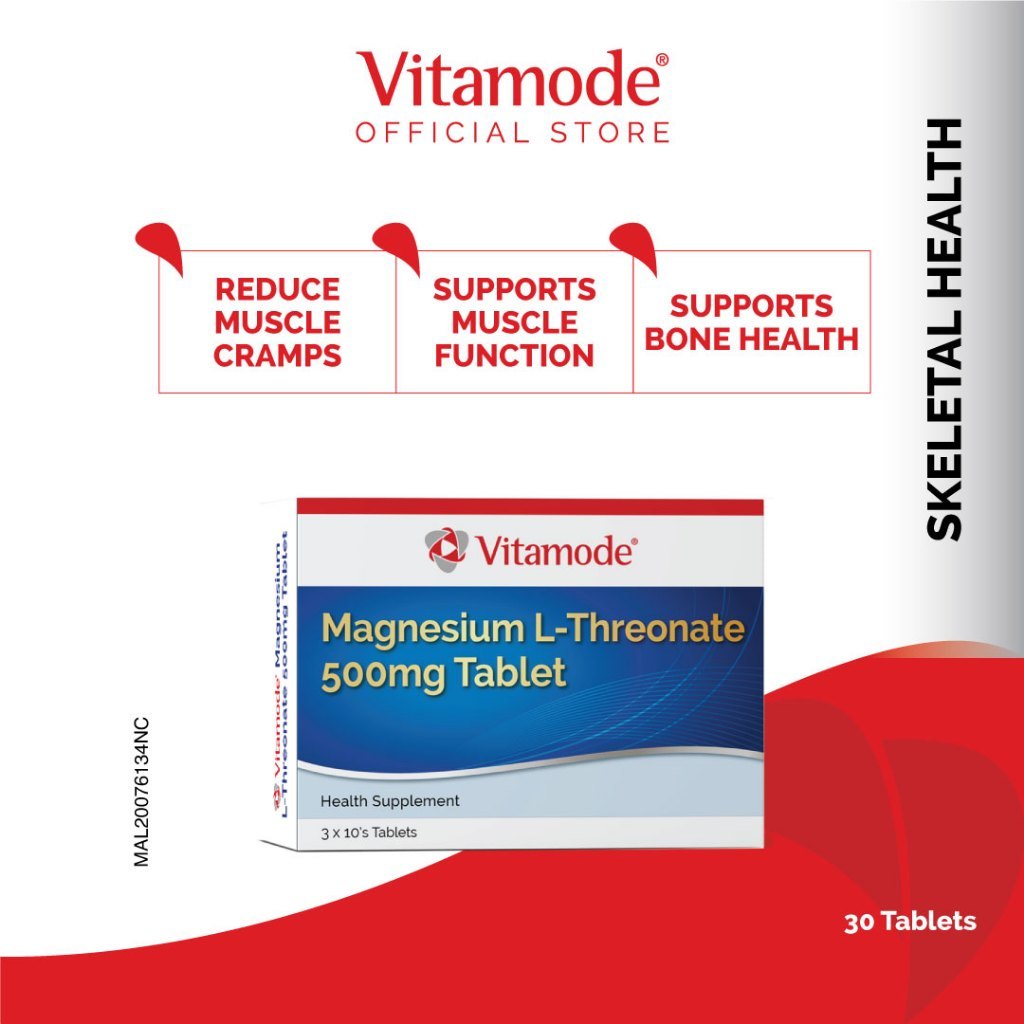 VITAMODE MAGNESIUM L-THREONATE 500MG 30's [EXP:02/26] MUSCLE CRAMP ...