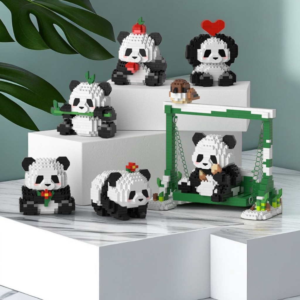 现货 熊猫积木 Cute Panda Building Block 12 Type Cartoon Panda Nano Bricks ...