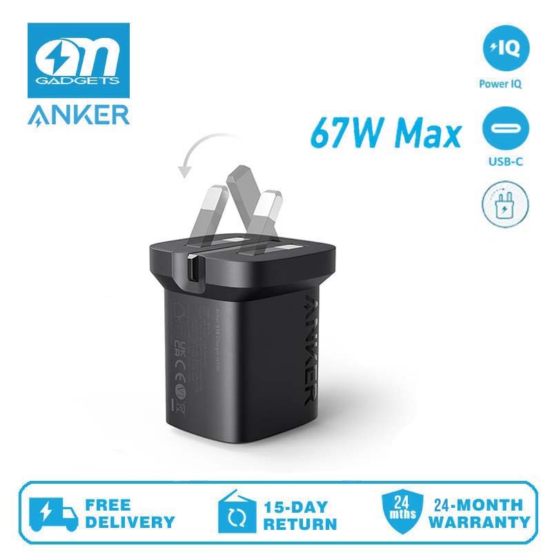 Anker A2676 315 Charger USB C Plug, 67W Compact, Foldable, Fast Charging for MacBook Pro/Air, lP ...