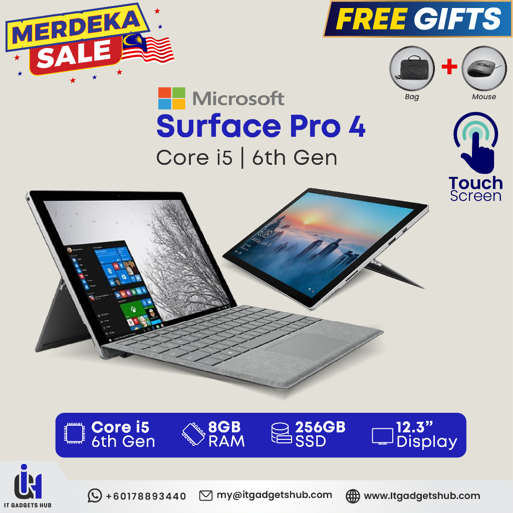 Microsoft Surface Pro 4 | Intel Core i5-6th Gen 12.3" Touchscreen Display | 8GB Ram | 256GB SSD ...