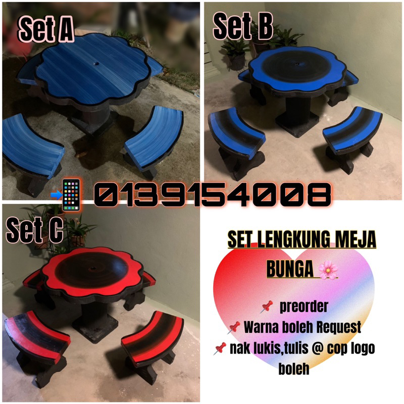 KERUSI MEJA BATU SET LEBGKUNG MEJA BUNGA | Shopee Malaysia