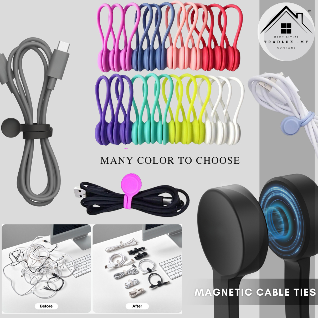 Tradlux Magnet cable Ties Cable Organizer Reusable Magnetic Cable Ties ...