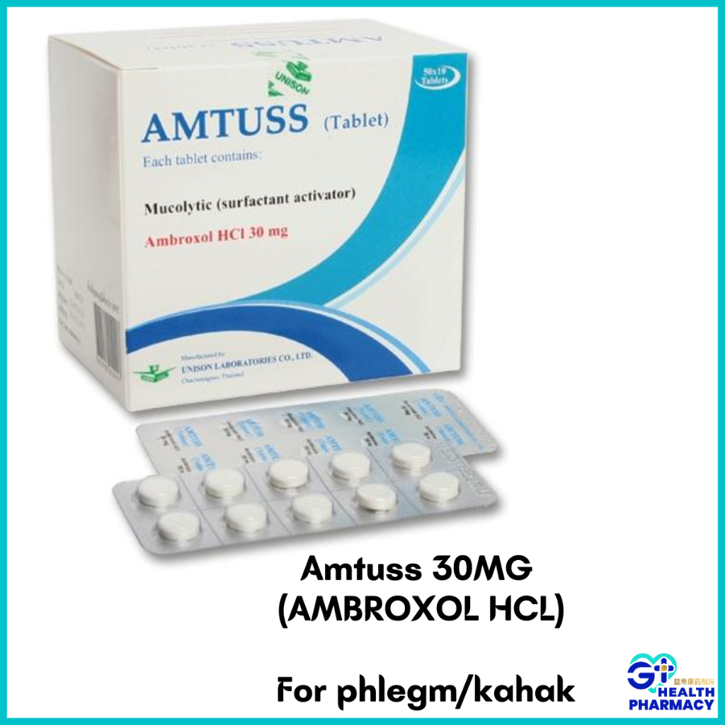 Amtuss Ambroxol HCl 30mg Tablets 10's [ For Phlegm / Ubat Kahak ...