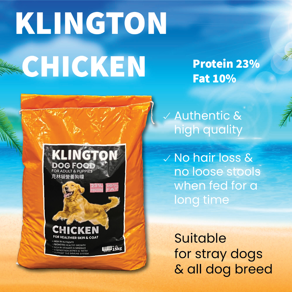(Free Gift) 15kg KLINGTON Chicken Dog Food Tasty Delicious Free Pet ...