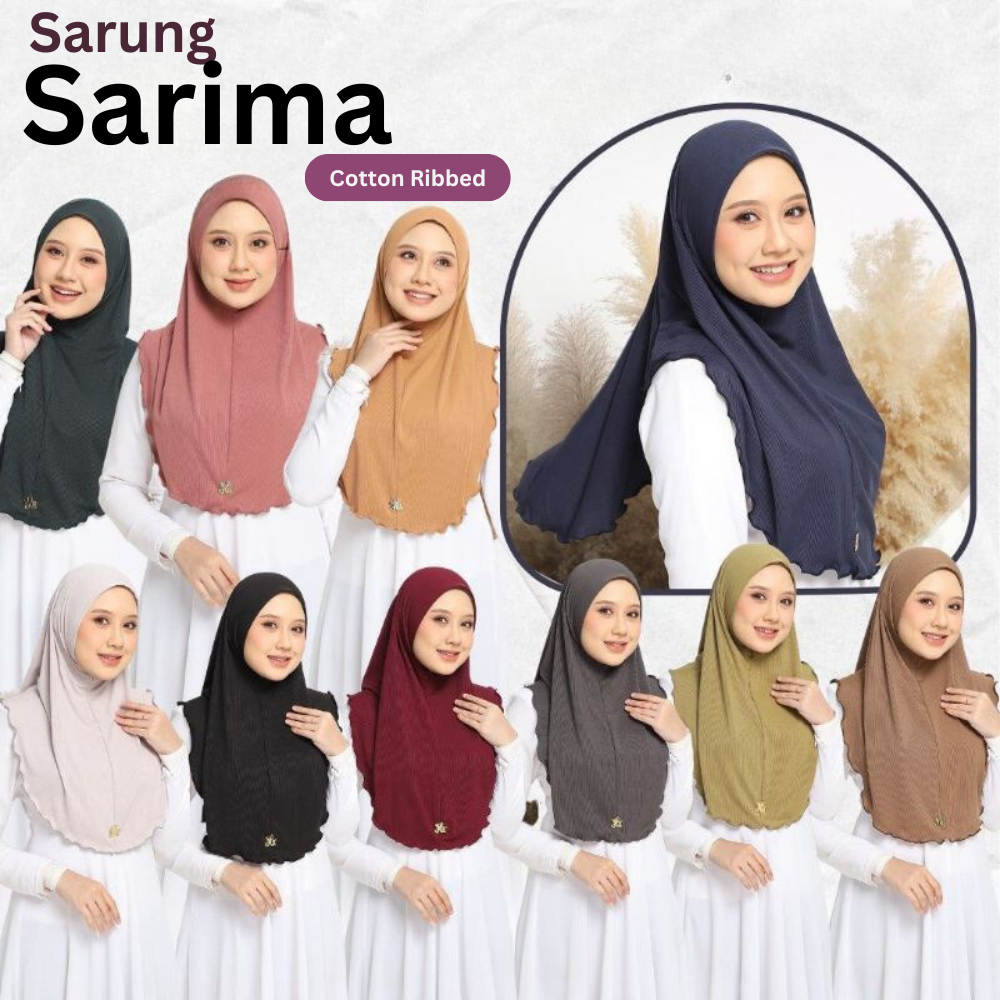 Tudung Sarung Sarima Ribbed Pleated Cotton Instant Hijab - Ready Stock ...