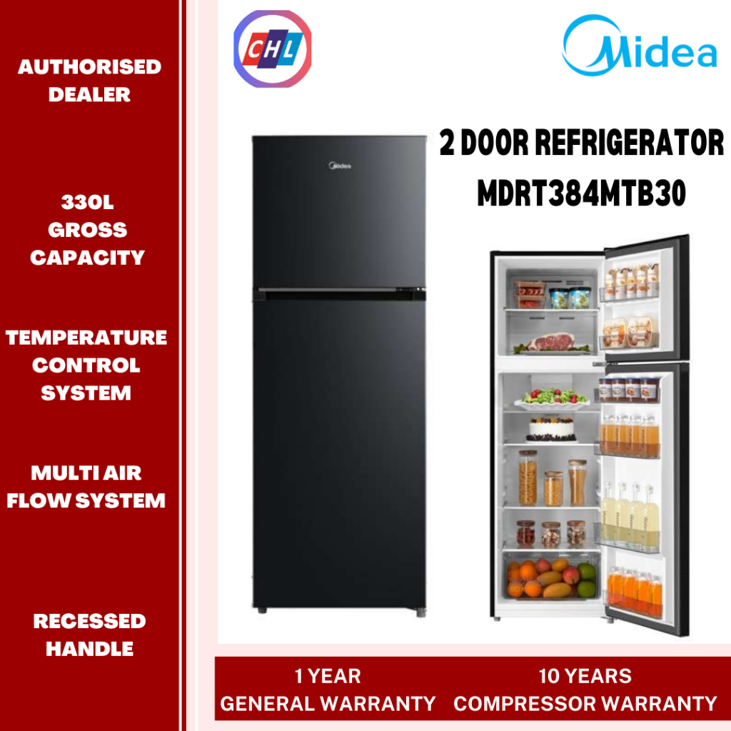 MIDEA [AUTHORISED DEALER] 330L 2 DOOR REFRIGERATOR MDRT384MTB30-MIDEA ...