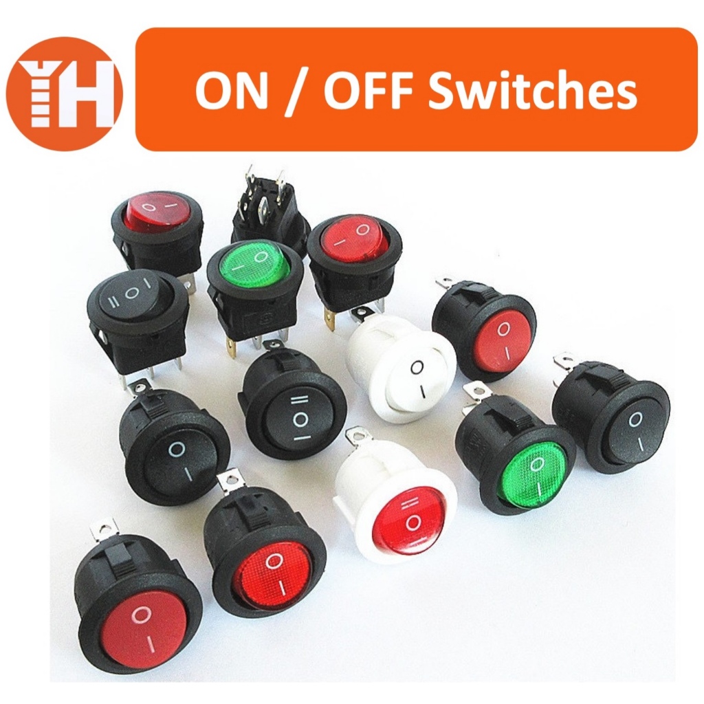 (1 pc) ON/OFF Switches Round Rocker Toggle Switch Plastic Push Button ...
