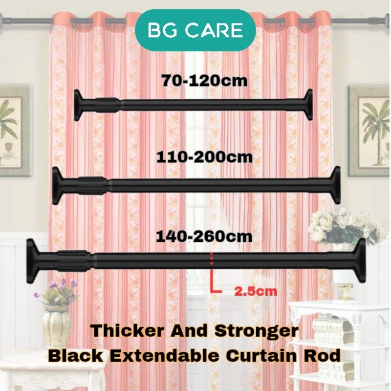 Black Extendable Rod Multipurpose 2.5cm Diameter Thicker And Stronger ...