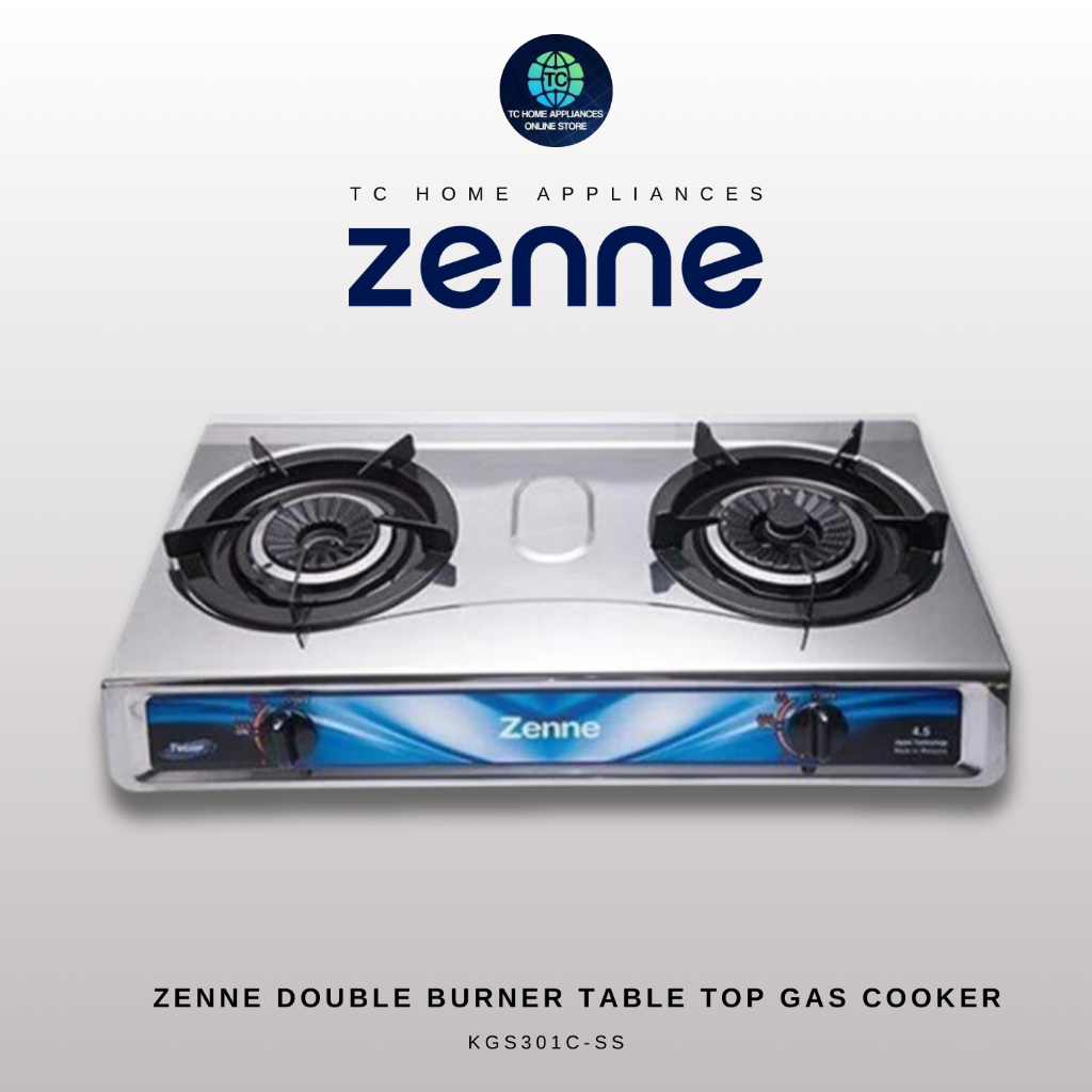 ZENNE DOUBLE STOVE GAS COOKER (KGS301C-SS) | Shopee Malaysia