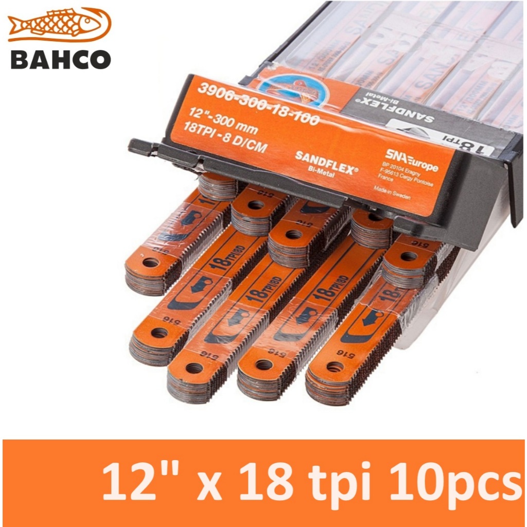 Bahco Hacksaw Blade steel hand saw blade 12 Inch 18 TPI Bi-Metal Pack ...