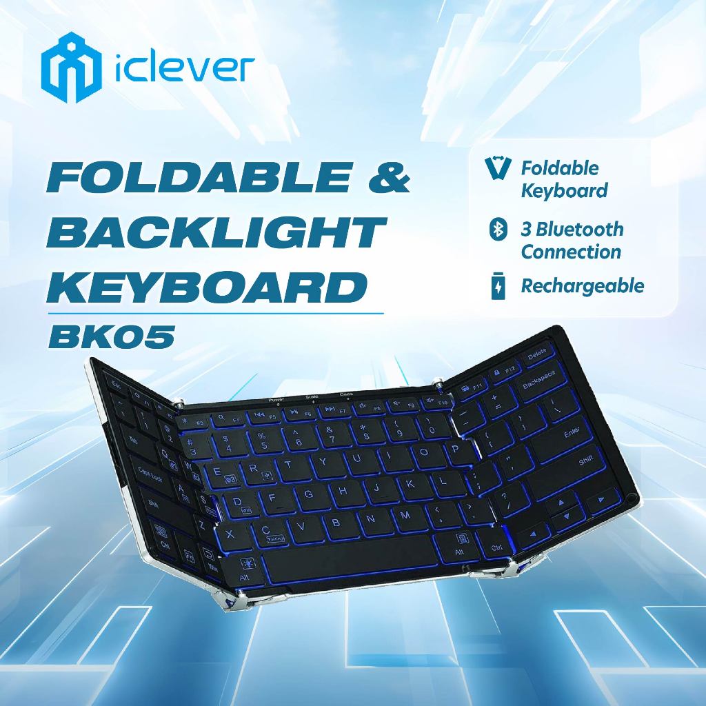 iClever BK05 Bluetooth Keyboard with 3-Color Backlight, Bluetooth 5.1 ...