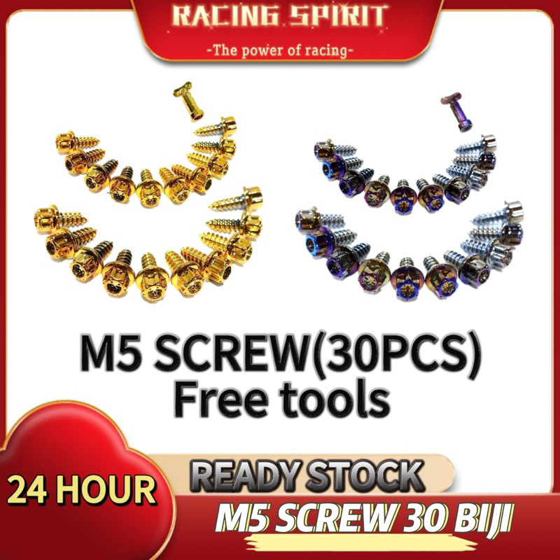 Universal Use I Coverset Skrew I 5MM X 15MM I M5 Screw Titanium I 20 ...