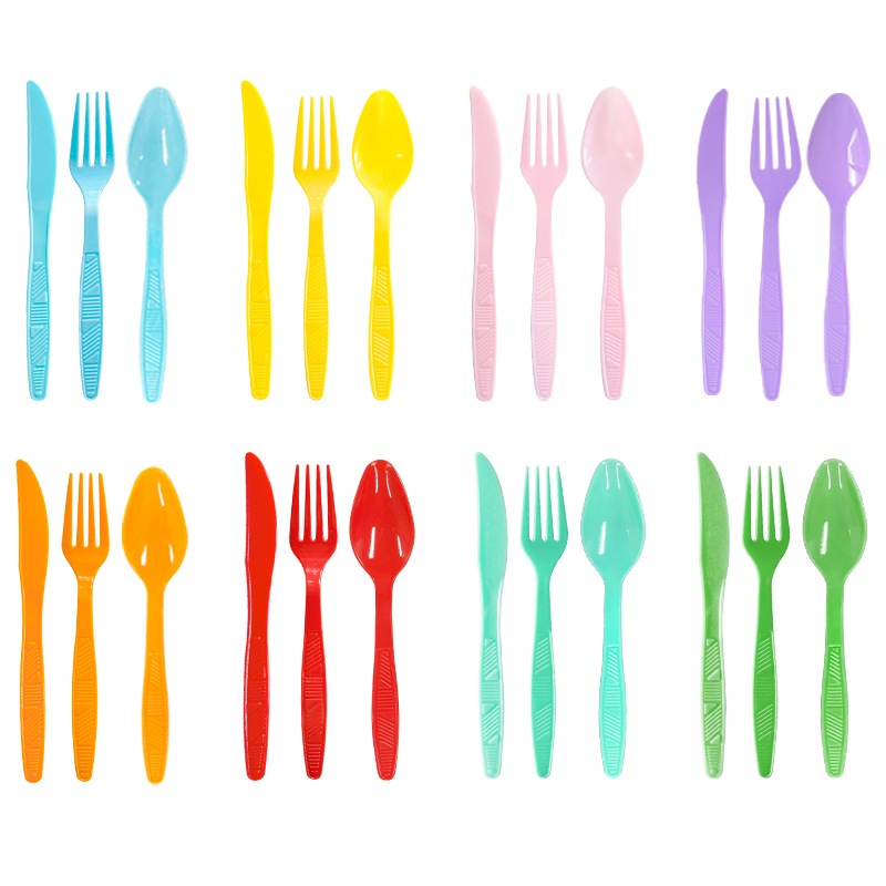 [M’sia Ready Stock] Pastel Disposable Cutlery Fork Spoon Set Colourful ...