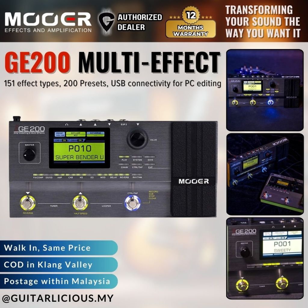 Mooer GE200 Multi-Effects Guitar Pedal (GE 200 / GE-200) | Shopee Malaysia
