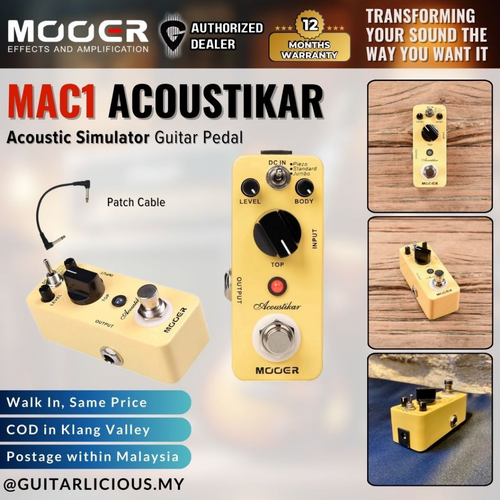 Mooer MAC1 Acoustikar Acoustic Simulator Micro Series Guitar Pedal ...