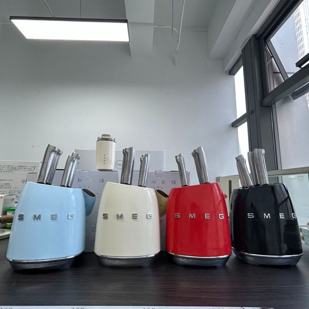SMEG knife holder set stainless steel household retro full kitchen ...