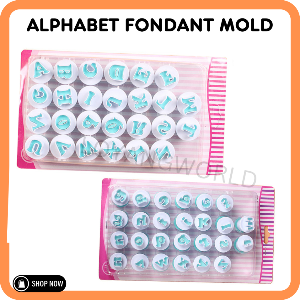 Fondant cutter mold Alphabet and Number 26 uppercase and lowercase ...