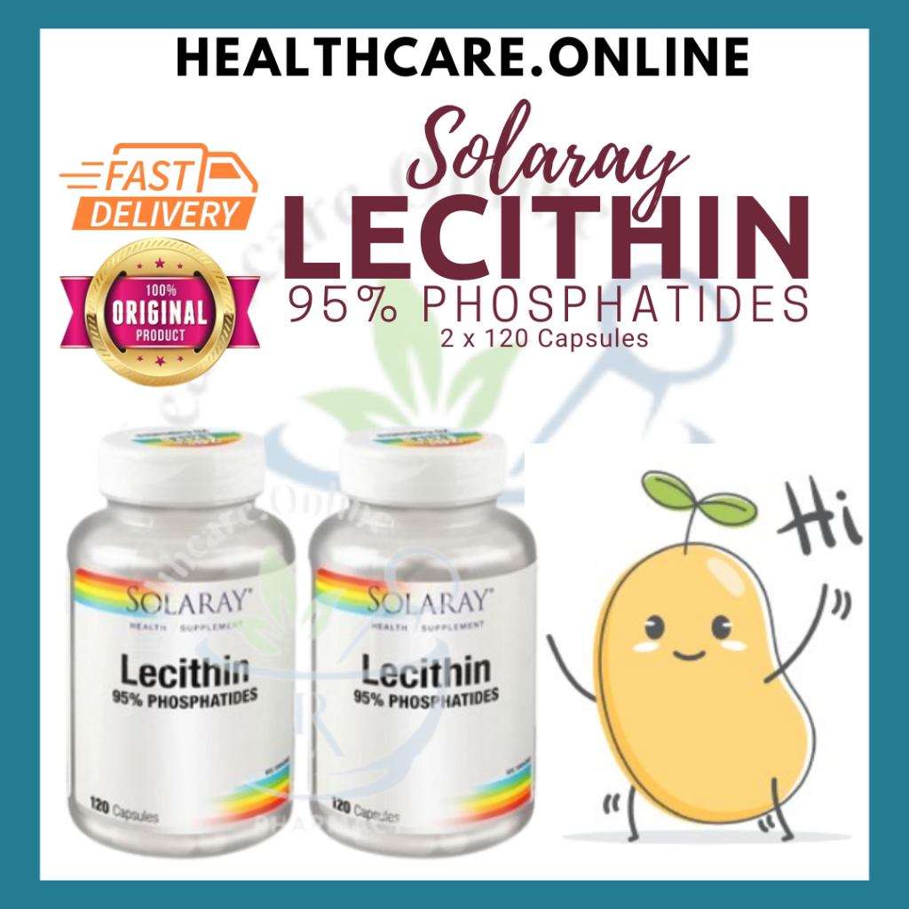 SOLARAY LECITHIN 95% PHOSPHATIDES CAPSULES 2 x 120's [ TWINPACK ...