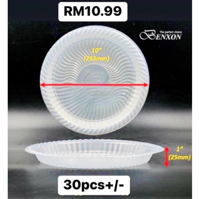 (719) Disposable Plastic Plate / Pinggan Plastik 10”, 30PCS +/-, PALING ...