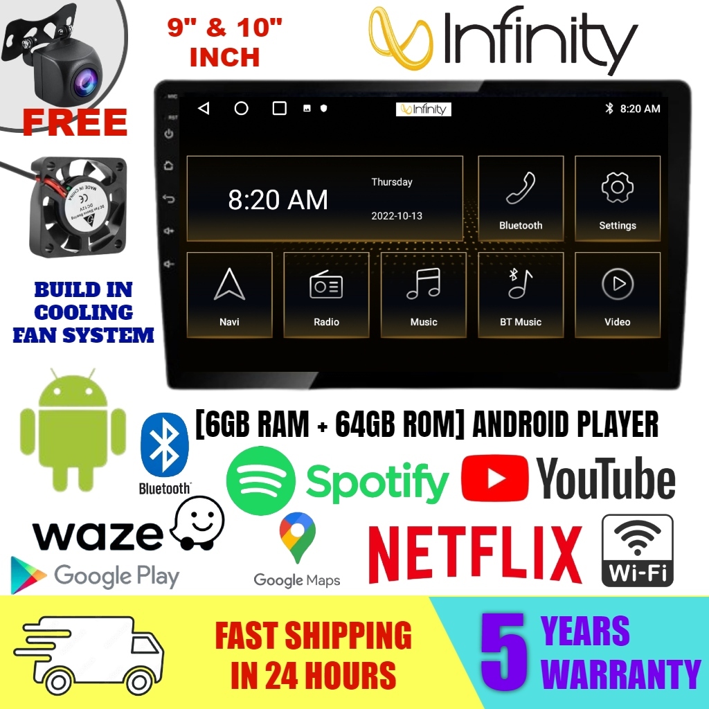 [8GB RAM+128GB ROM]QLED Infinity Android Player 9"10" inch Quad Core ...