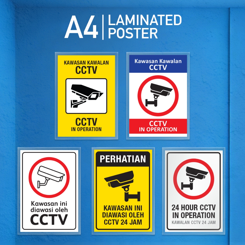 [Laminated Poster] A4 Size Papan Tanda Signage CCTV In Operation ...
