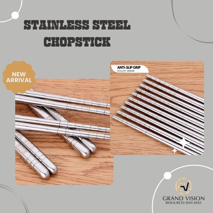 GV KOREAN 5 PAIR (1 SET) 304 STAINLESS STEEL CHOPSTICK PORTABLE ...
