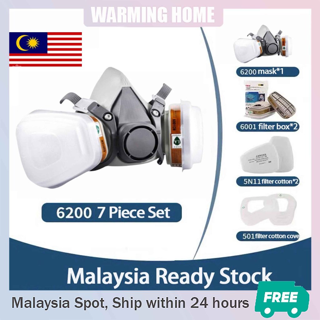 【MY STOCK】6200 N95 Gas Mask 7-in-1 Anti Gas/Dust/Chemical Half Face ...