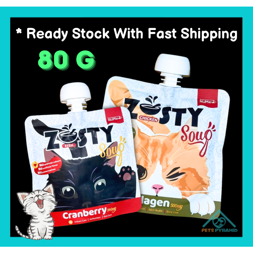 Numew Zesty 80g Cat Soup Pouch Wet Food Collagen Cranberry | Shopee ...