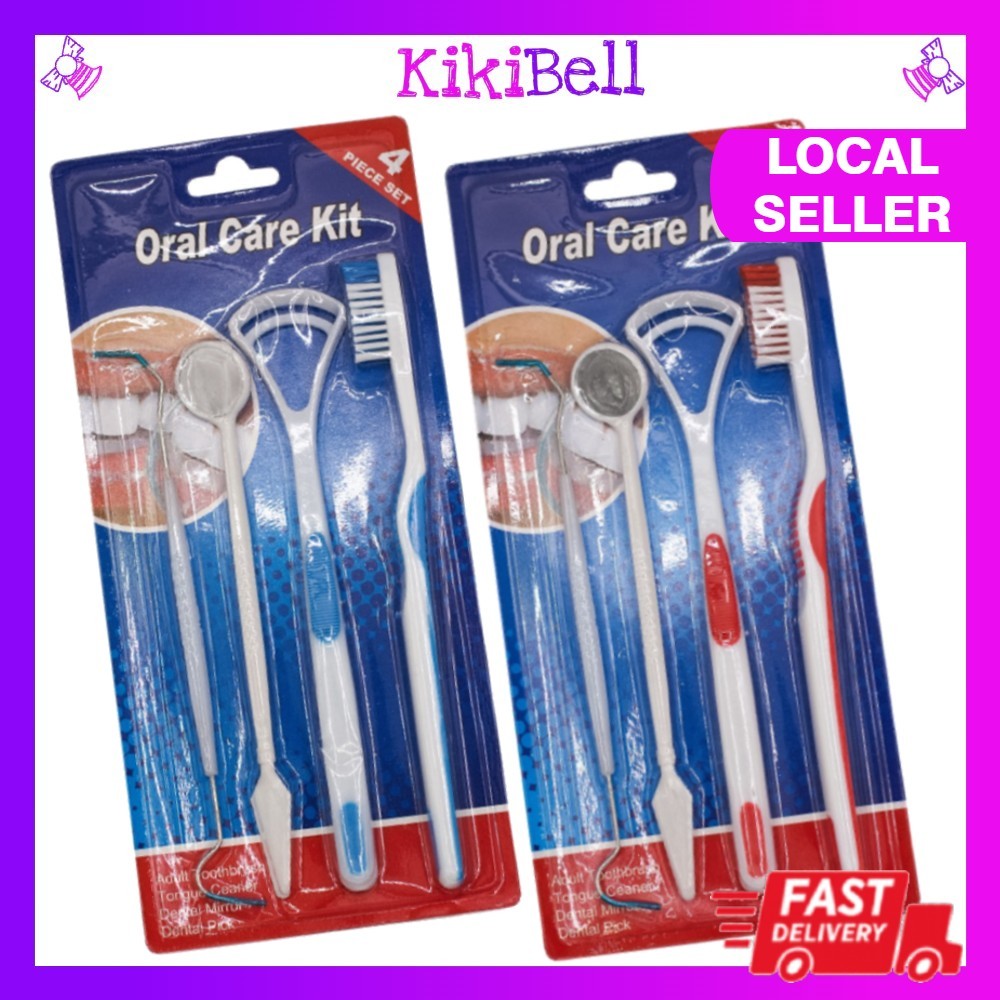 4 Pcs Dental Care Kit Toothbrush Dental Mouth Mirror Tongue Cleanser ...