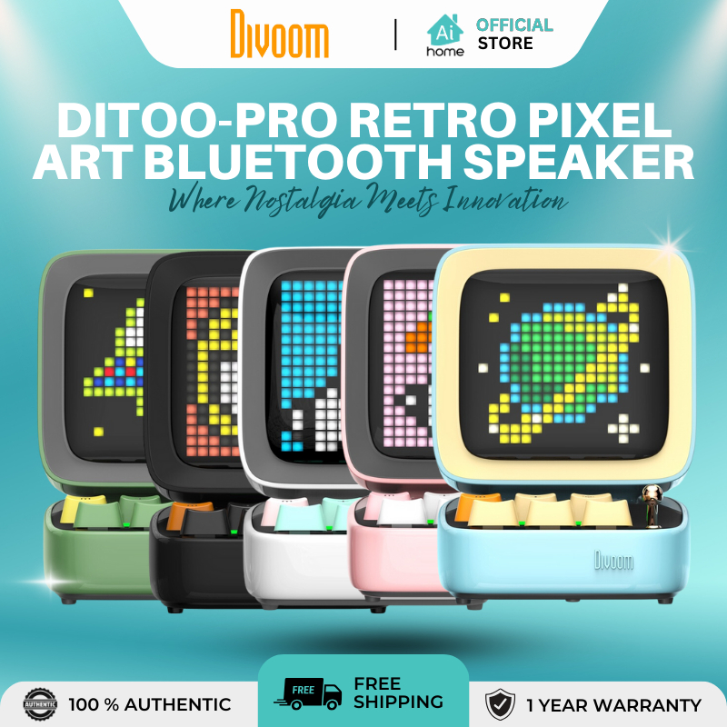 DIVOOM Ditoo-Pro Retro Pixel Art Bluetooth Speaker Customizable Pixel ...