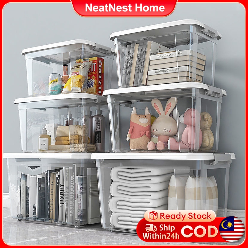 Kotak Simpanan Roda Clear Transparent Storage Box Storage Box with ...