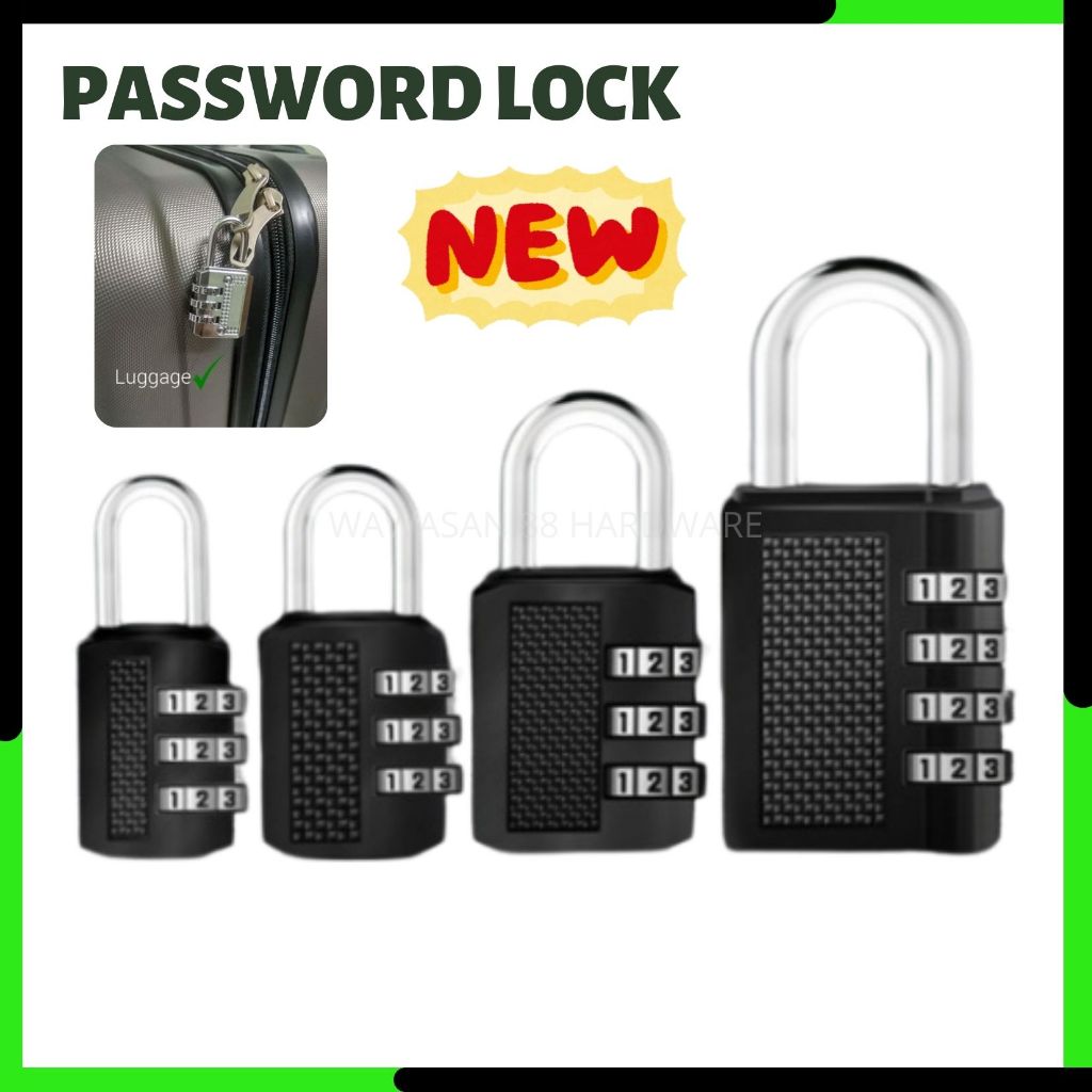 Zinc Alloy 3 Digit 4 Digit Password Padlock Travel Luggage Bag Lock Gym ...