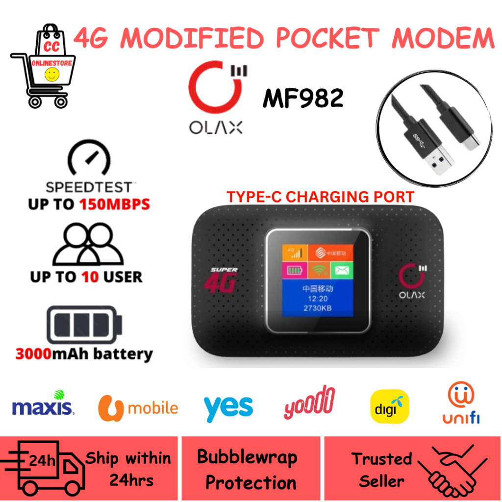 4G MODIFIED POCKET MODEM OLAX MF982 UNLIMITED INTERNER HOTSPOT WITH ...