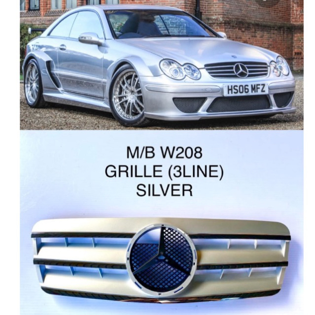 MERCEDES BENZ W208 CLK200 3 LINE SILVER GRILLE WITH LOGO LOCAL KL STOCK ...