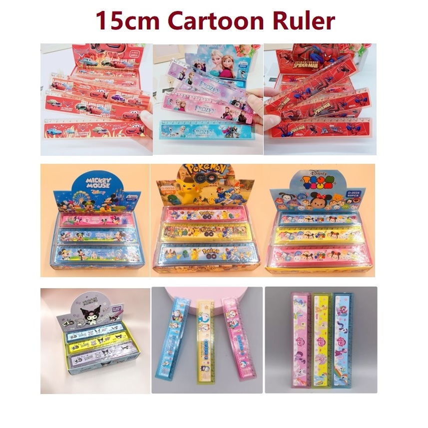 15cm Cartoon Ruler 2 in 1 Straight and Wave Ruler Pembaris Comel Lurus ...