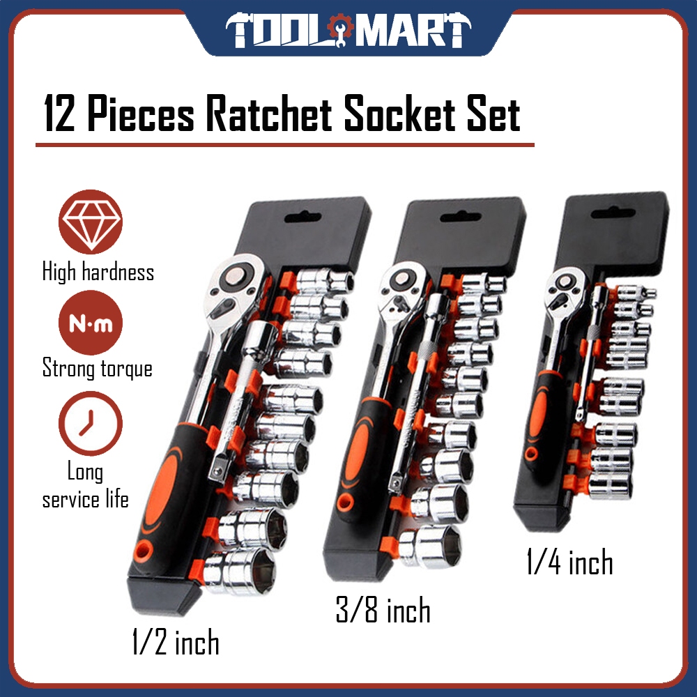 12Pcs 1/2" Ratchet Wrench Socket Set Spanner Set Car Workshop Repairing Socket Wrench with ...