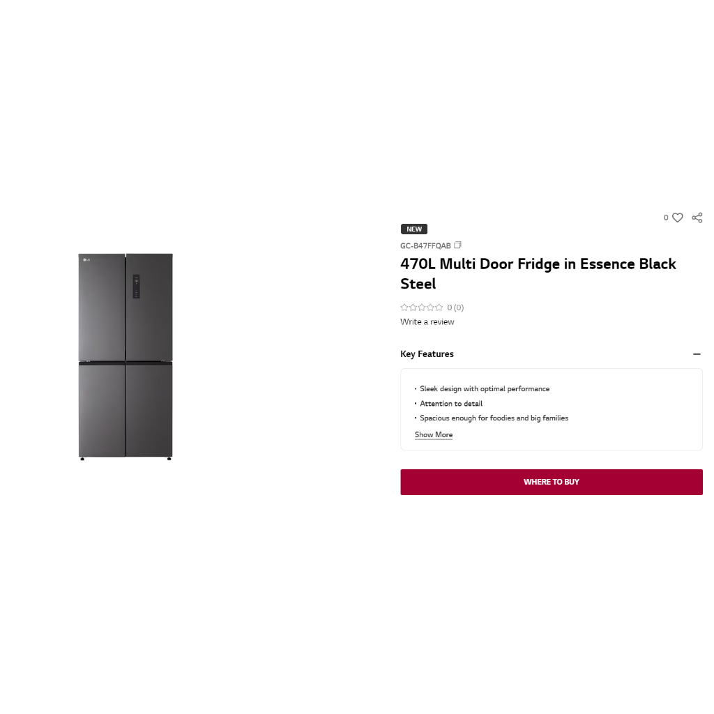 LG NEW GC-B47FFQAB 470L Multi Door Fridge in Essence Black Steel ...