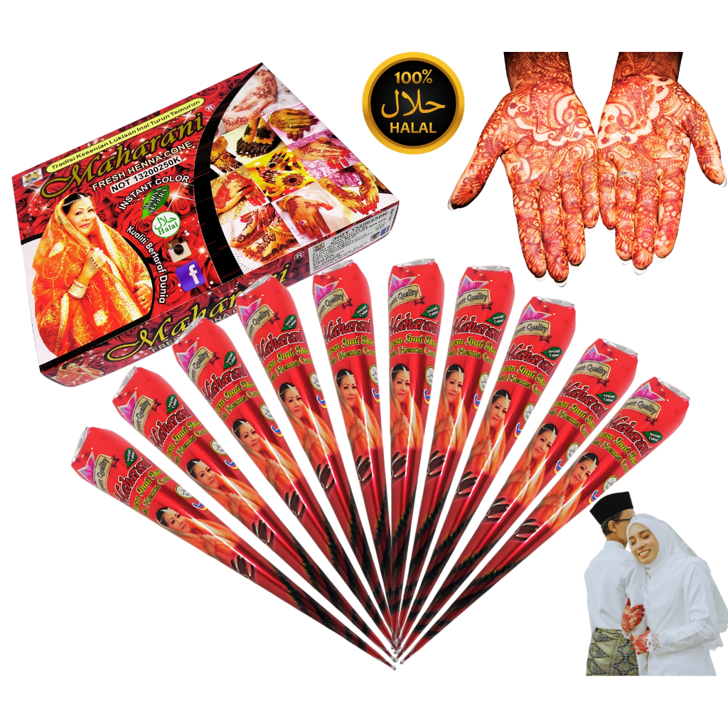 Maharani Fresh halal Henna Cone Inai Kon 40G Lukis Size Besar | Shopee ...